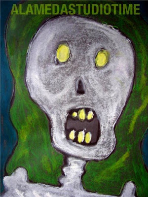 AlamedaStudioTime: Oil Pastel Skulls in the Studio