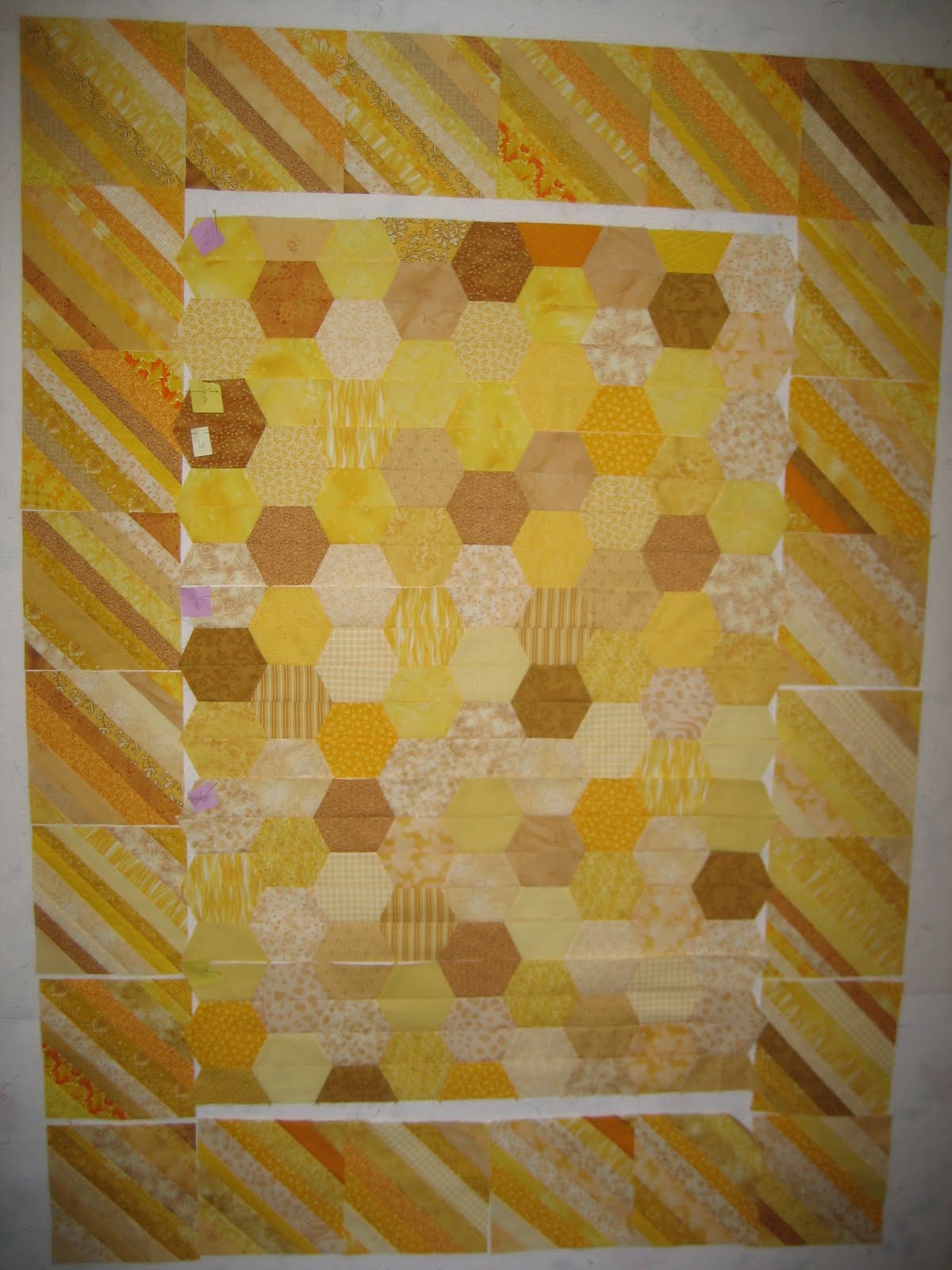 L' FAIR QUILTS: Monday Design Wall - Yellow Quilt Progress