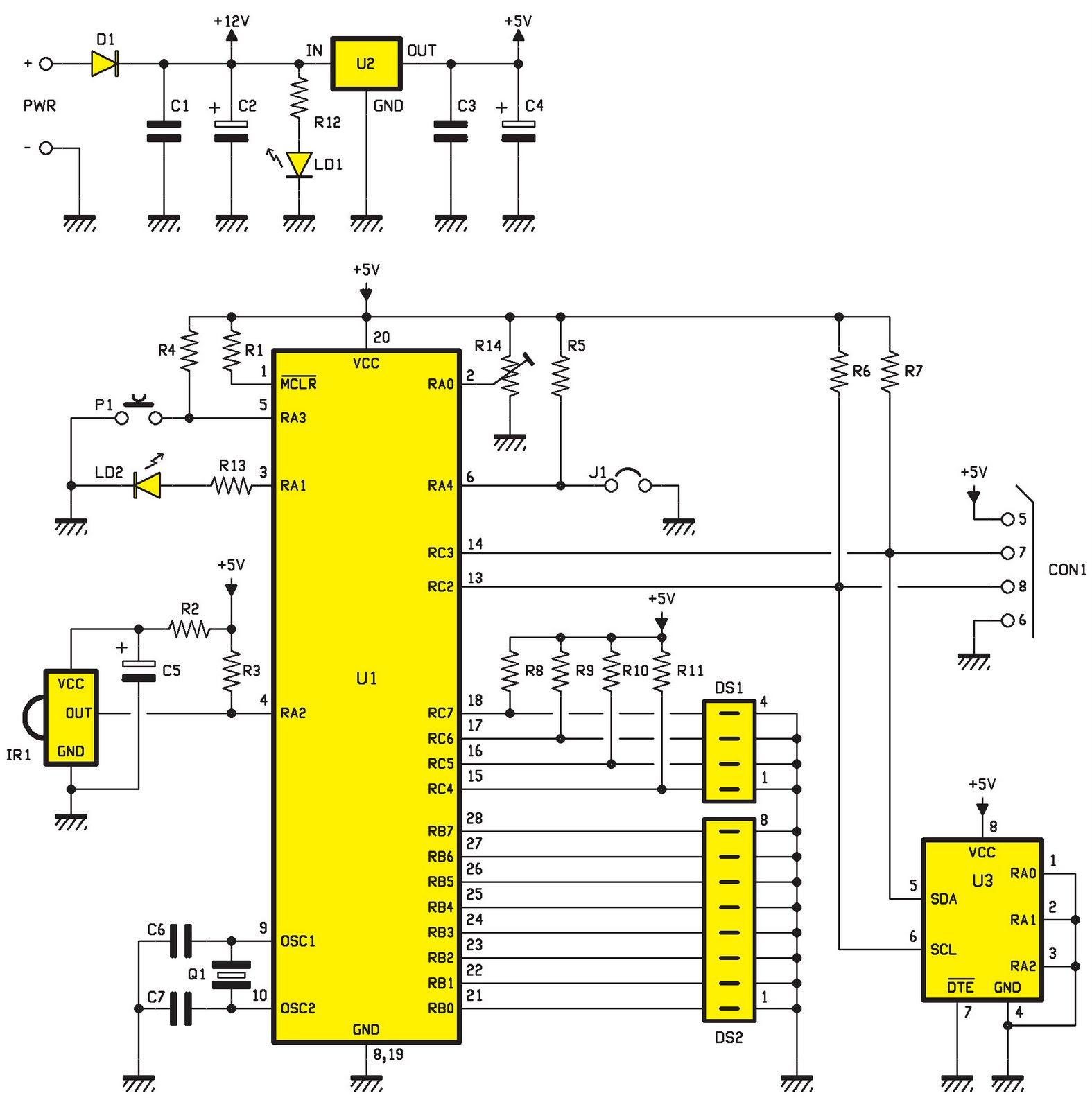 Figure 1 : Schéma électrique du récepteur à infrarouges.