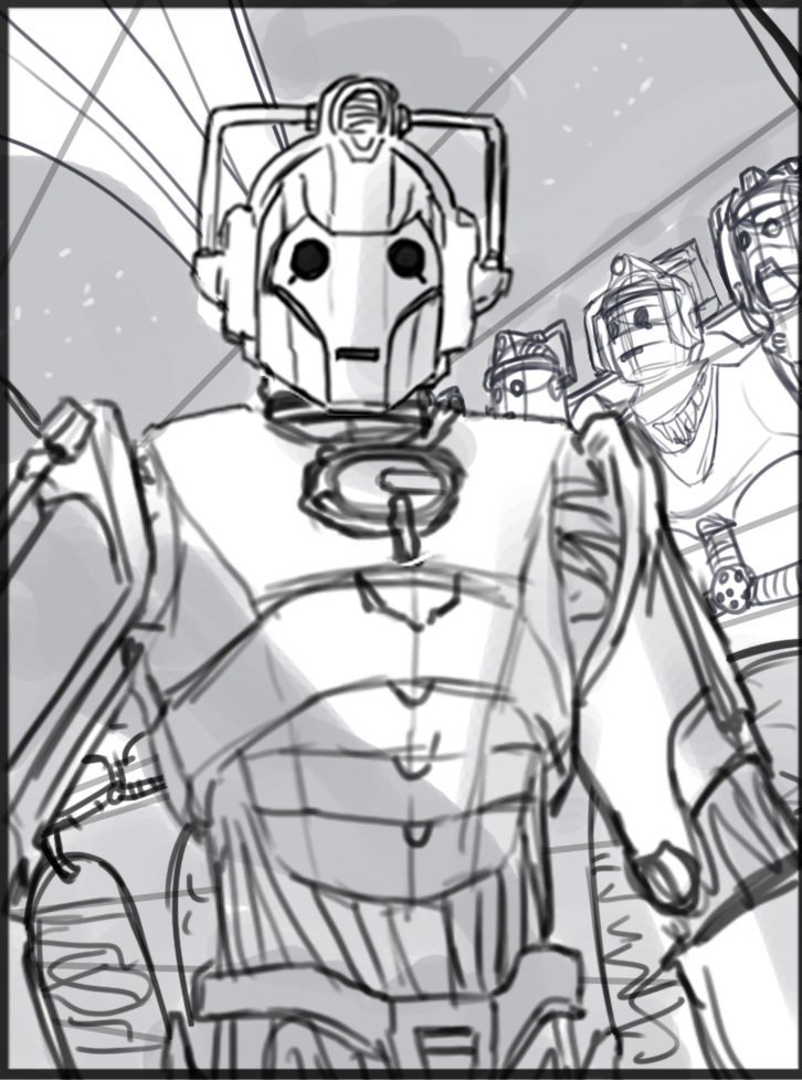 Cyberman Head Drawing