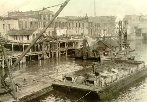 Construction of Portland Harbor wall, 1927-1929 | Speaking for the River