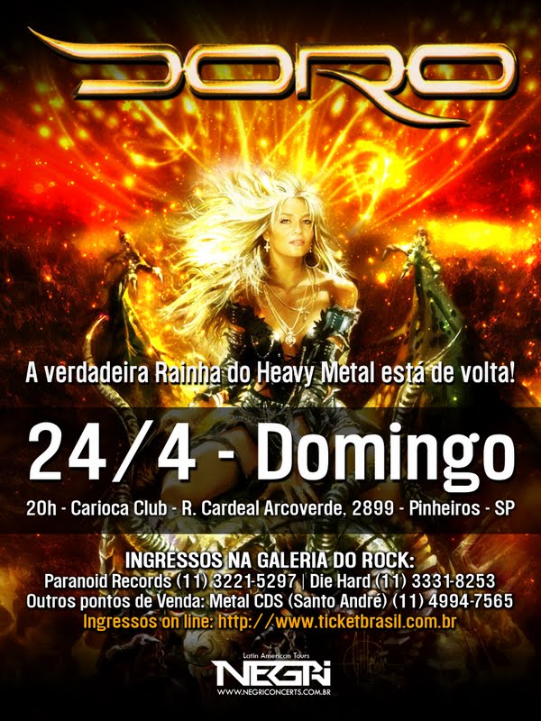 Doro Pesch Brasil: Poster do Show da Doro no Brasil