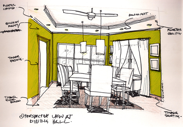 Sketch Stuff: fast interior sketch dining hall