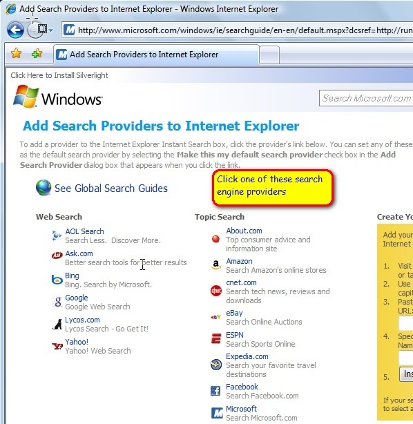 Information & Tutorial: Learn Vista - Using The Search Box of Internet ...