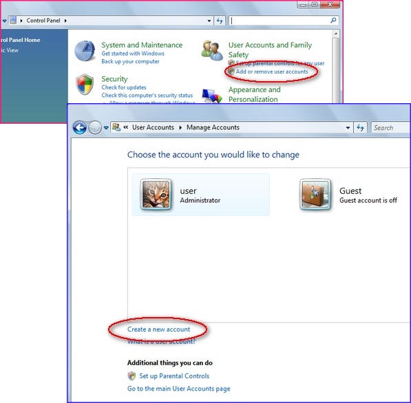 Information & Tutorial: Creating a User Account on Windows Vista