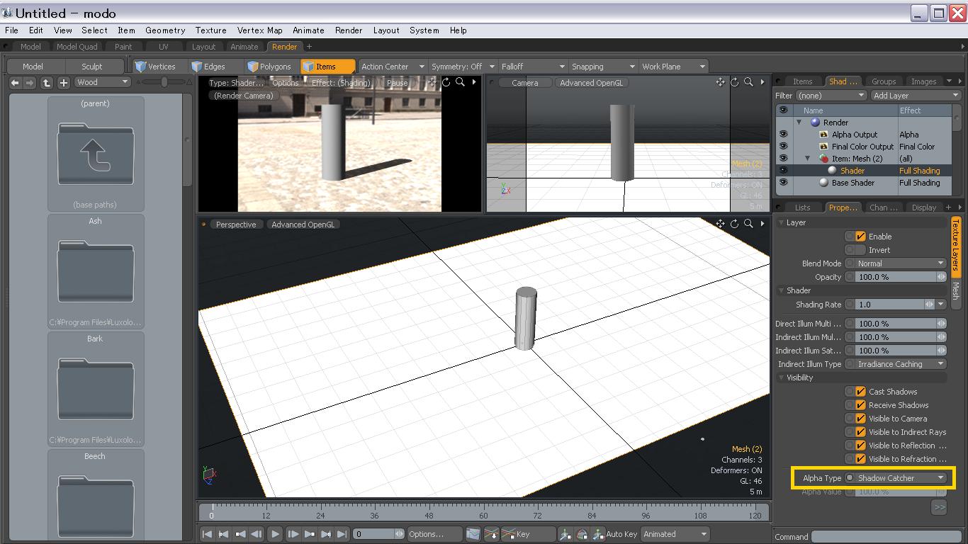 3DCG modo 基礎 基本 ブログ: シャドウキャッチャー