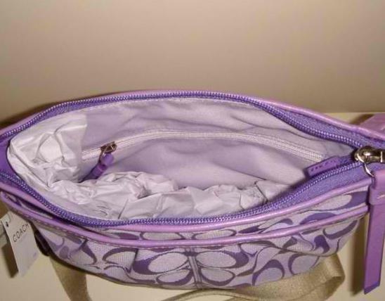 2129 AUTHENTIC BAGGS: NWT COACH SIG PURPLE LILAC PURSE BAG SWINGPACK