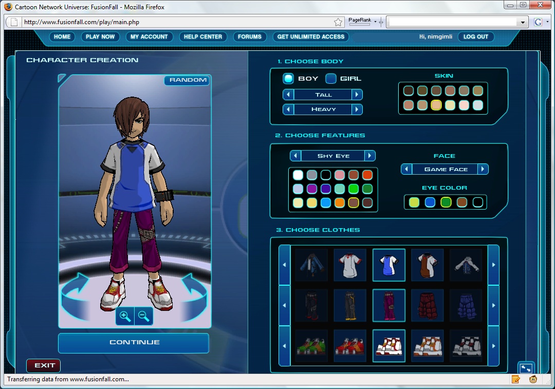 FusionFall Universe: Starting to Play: Usernames, Avatars, Tutorial ...