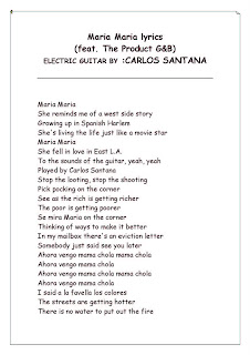 Teaching English: Maria Maria lyrics + Music