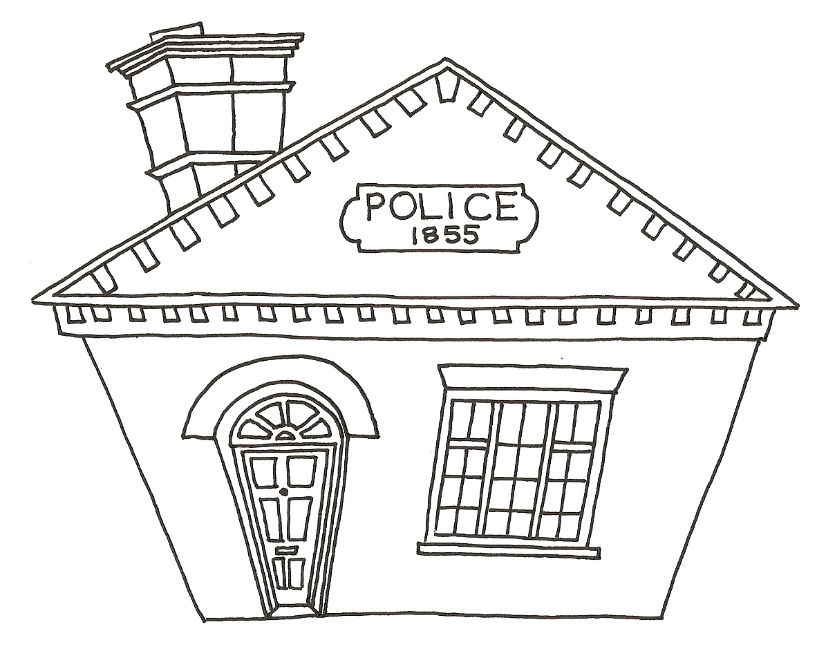 Police Station Drawing Sketch Coloring Page