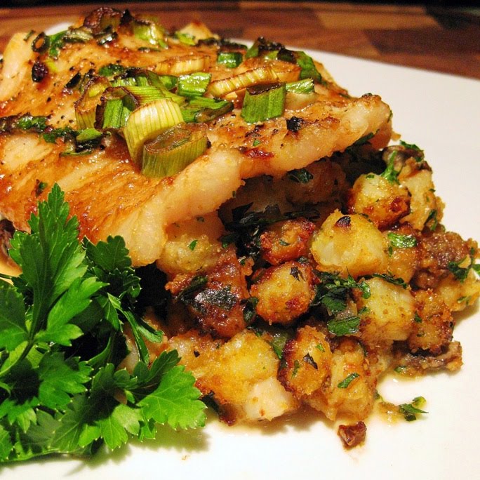 Dragon's Kitchen: Sole Stuffed with Shrimp, Mushrooms, Onions & Parsley