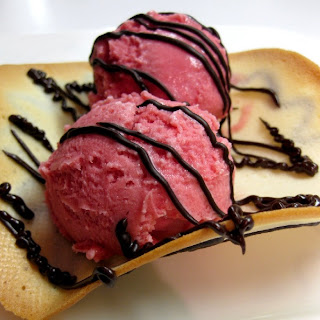 Dragon's Kitchen: Raspberry Sherbet Served on Tuiles