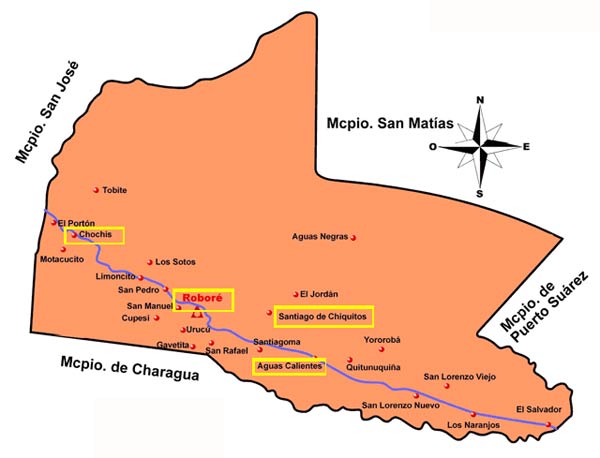 Roboré un Paraiso sin Limites: mapa de robore