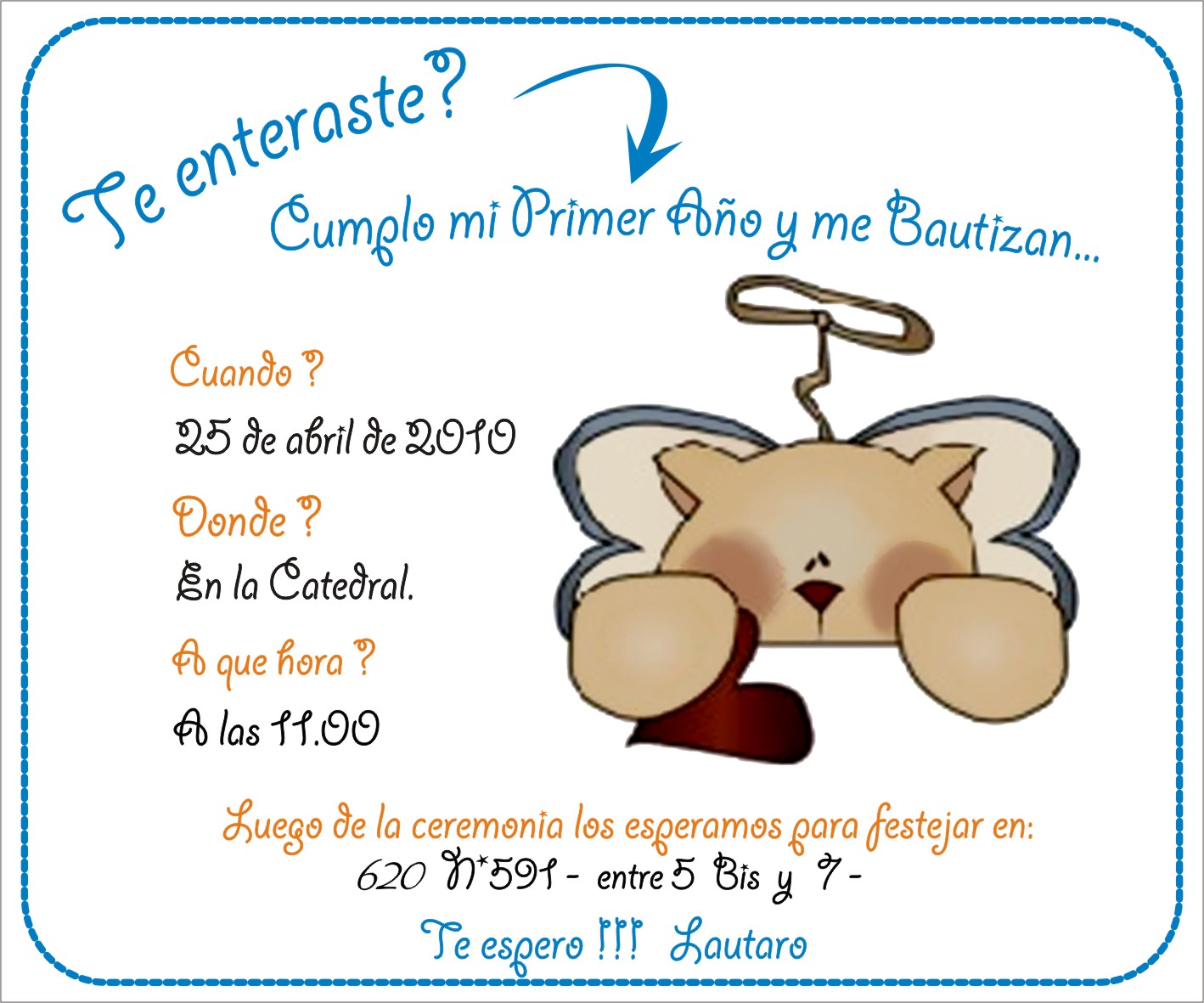 Tarjetas de mi primer añito para imprimir - Imagui