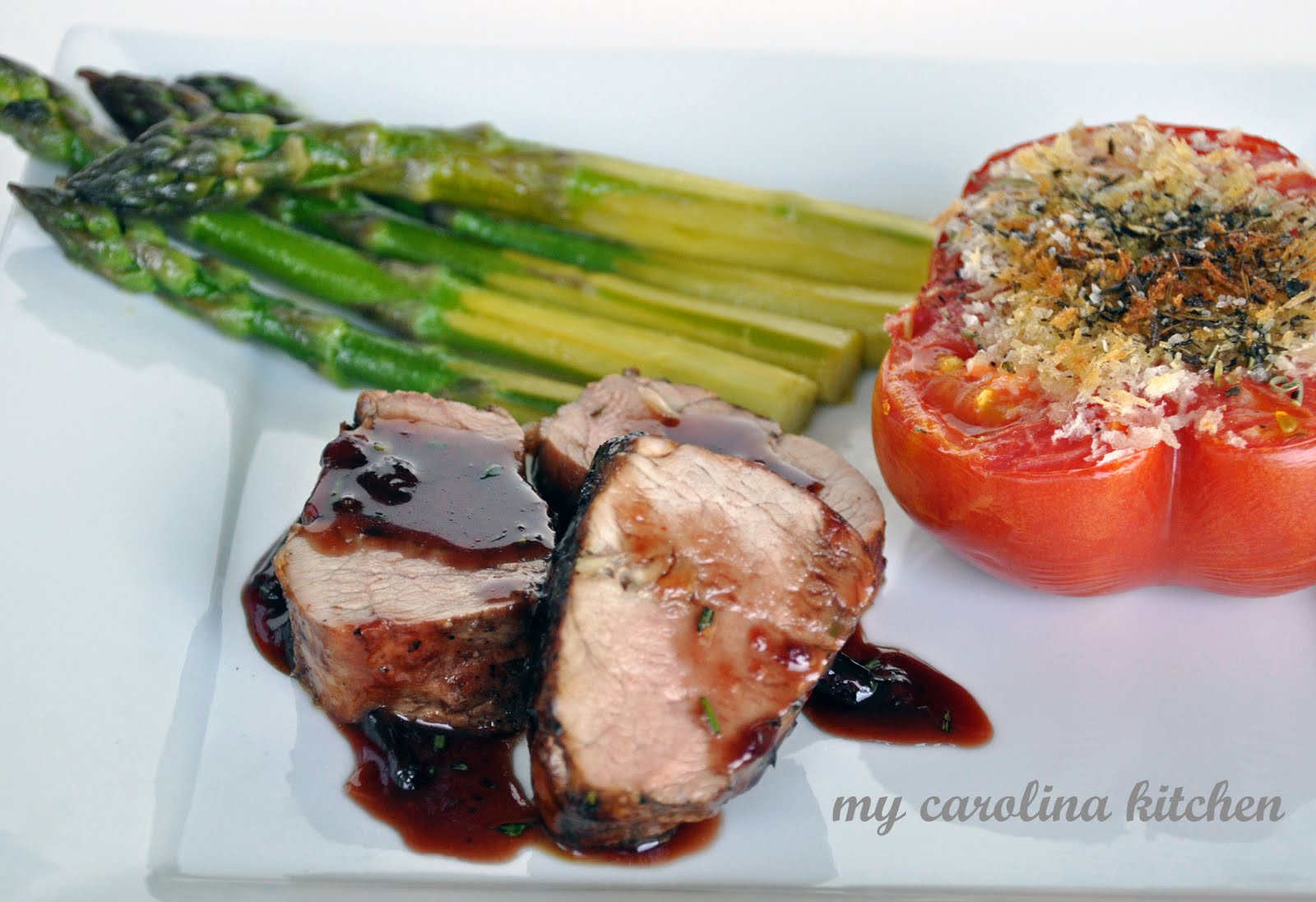 My Carolina Kitchen: Grilled pork tenderloin with pomegranate reduction ...