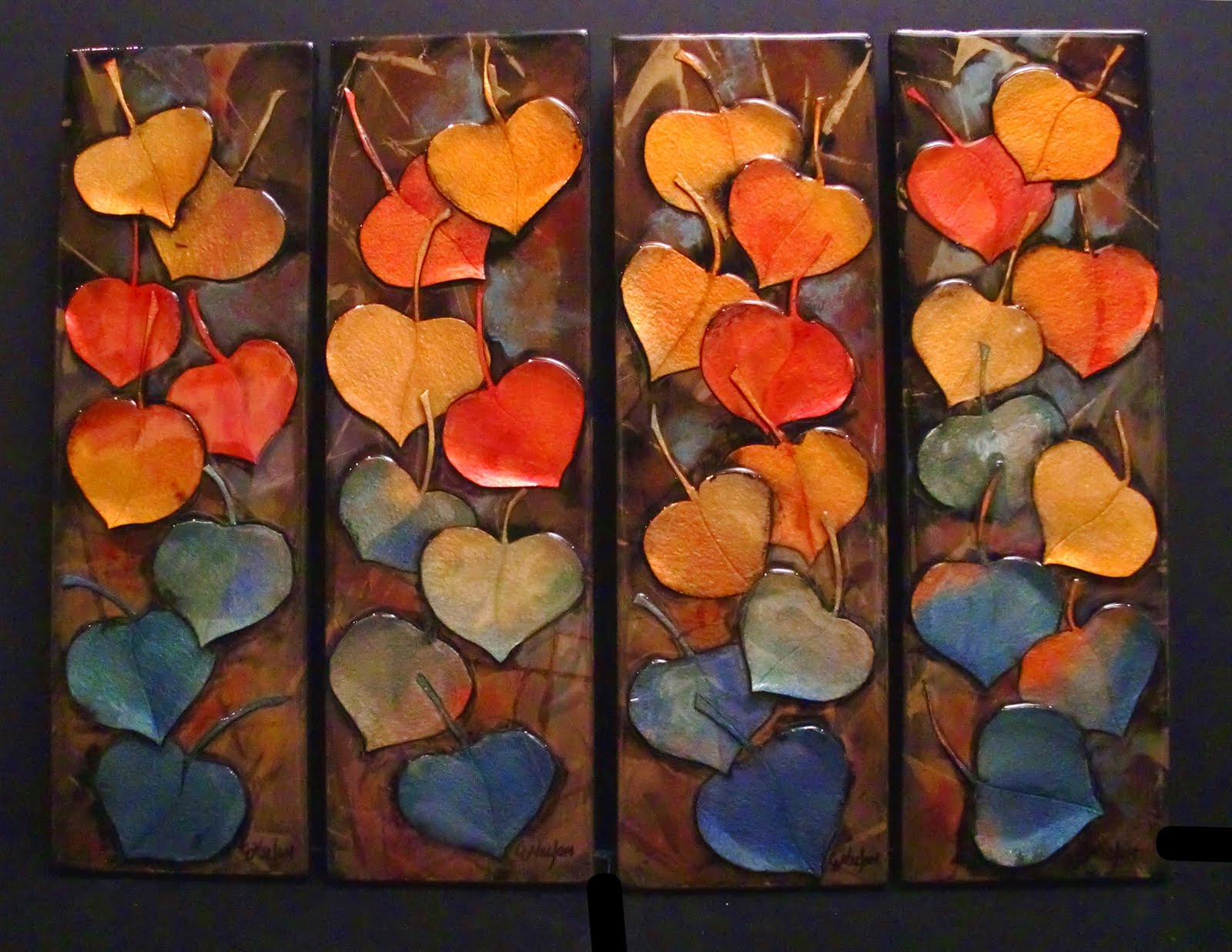 Daily Painters Abstract Gallery: Leaf Series 4-7, colorful 3D leaves ...