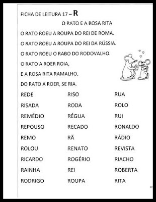 APRENDIZAGEM e ALFABETIZAÇÃO: Fichas/Leitura/Alfabetização/Ortografia