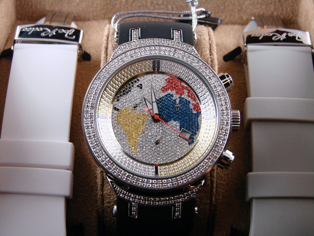new_york_jewels: JOE RODEO/JOJO MASTER MAP FACE 242 DIAMOND WATCH 2.2CT