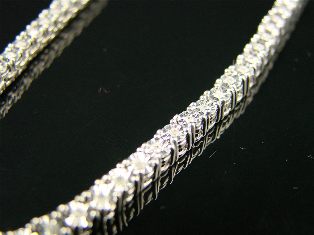 new_york_jewels: MENS 1 ROW WHITE GOLD FINISH DIAMOND CHAIN NECKLACE
