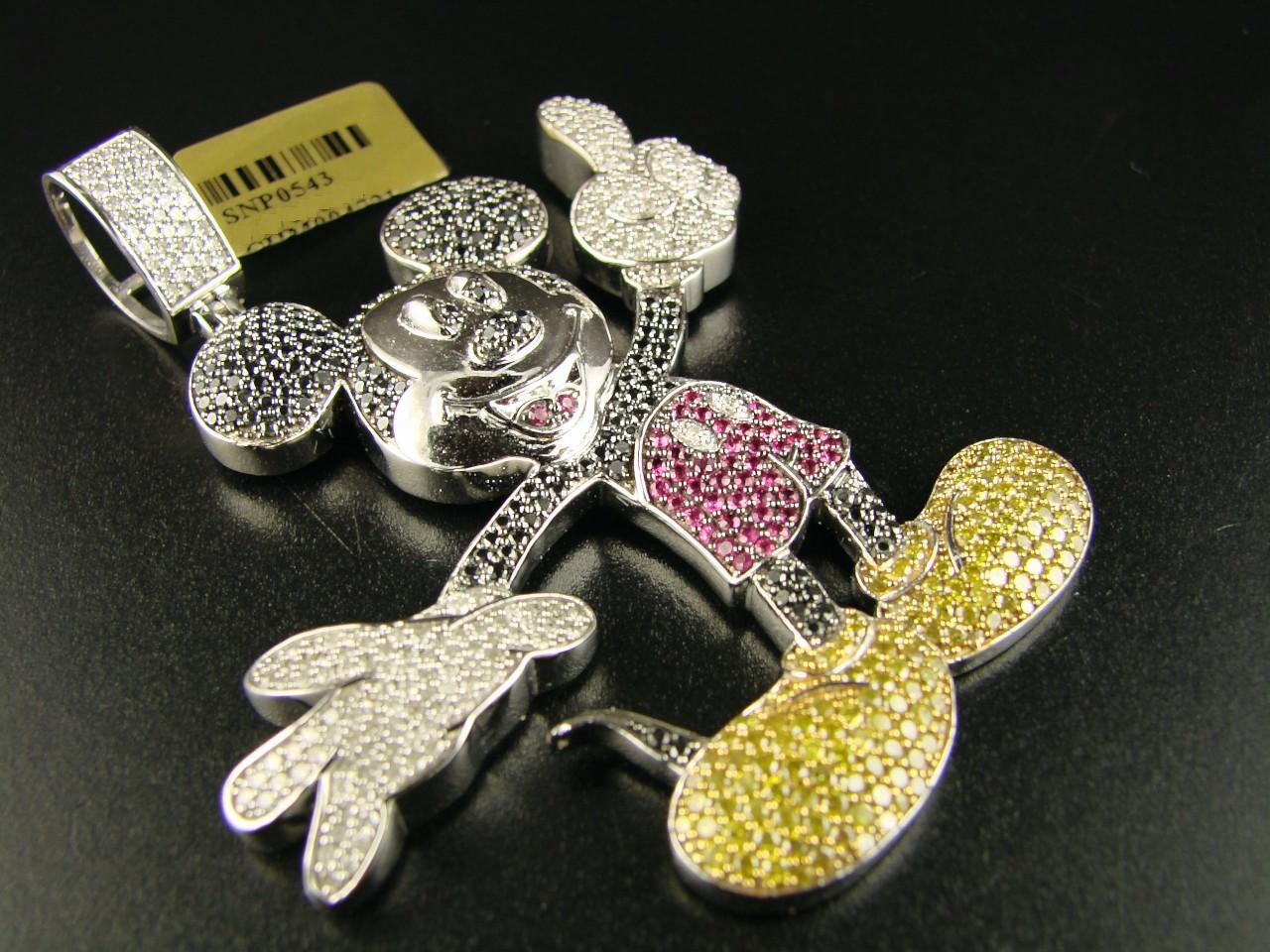 new_york_jewels: 10K CARTOON MICKEY MOUSE DIAMOND PENDANT CHARM 7.85 CT