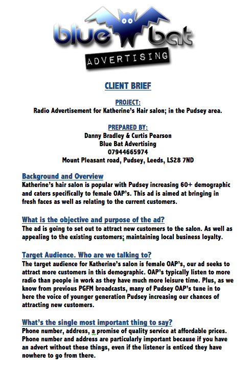 BTEC Radio Portfolio: Unit 44 - Advertising For Radio