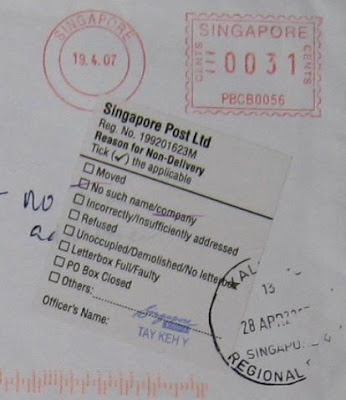 Stamps & Such: SingPost Returned Mail Sticker