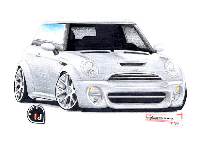 Mini cooper en dibujo - Imagui