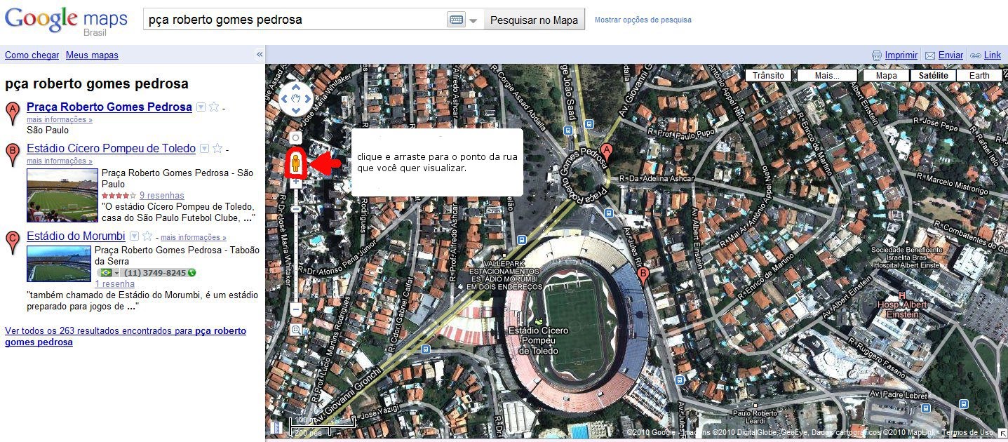 Runas Binarias: Novidade no Google Mapas, Vista da Rua