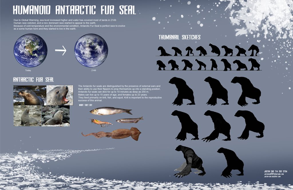 Art of Justin Cho: Seal man- Humanoid monster design