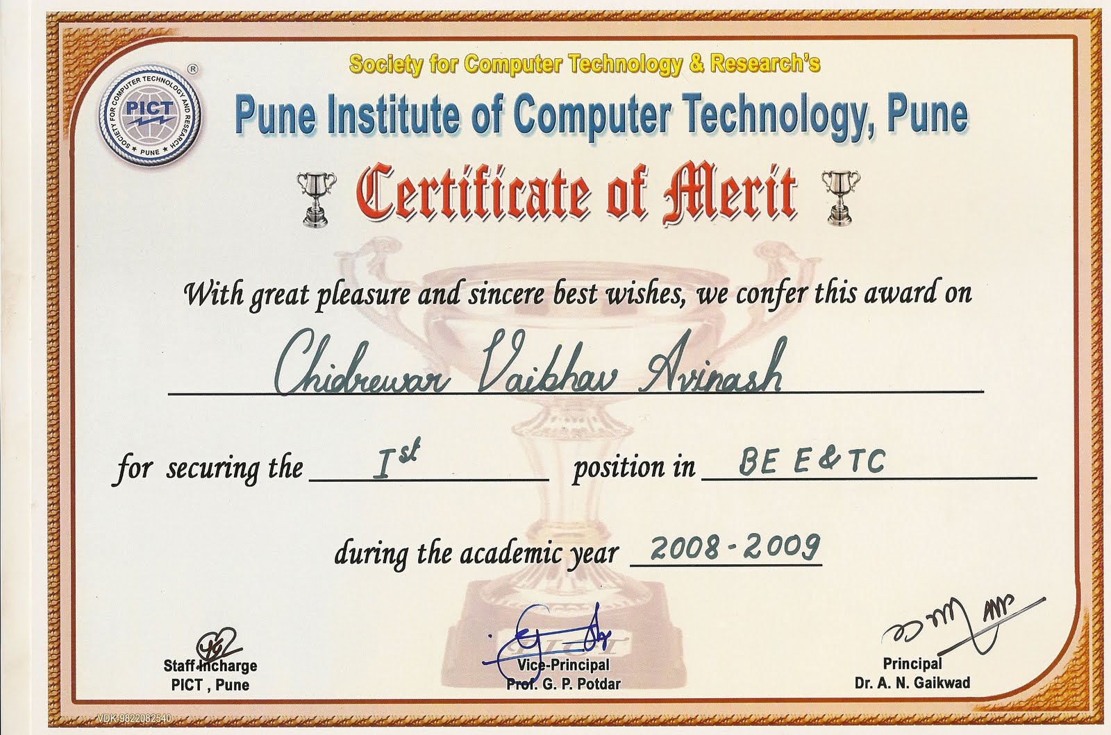 college certificates?