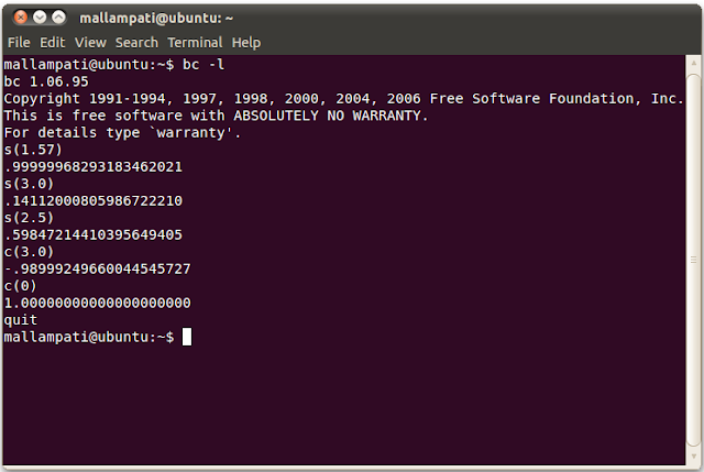 Sai Ravi Kiran - Technology World: Linux terminal - Mathematics