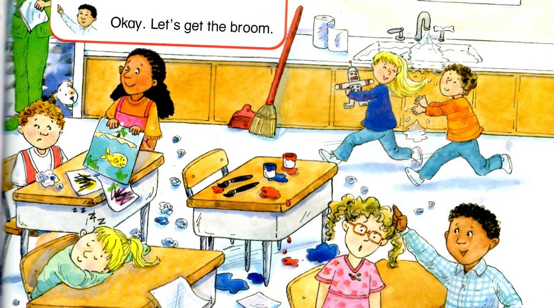 Trio: conversation -8-in a messy classroom