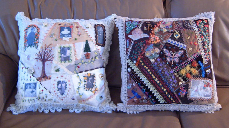 Pierrette's Stitching Gallery: Crazy Quilt Memory Pillow