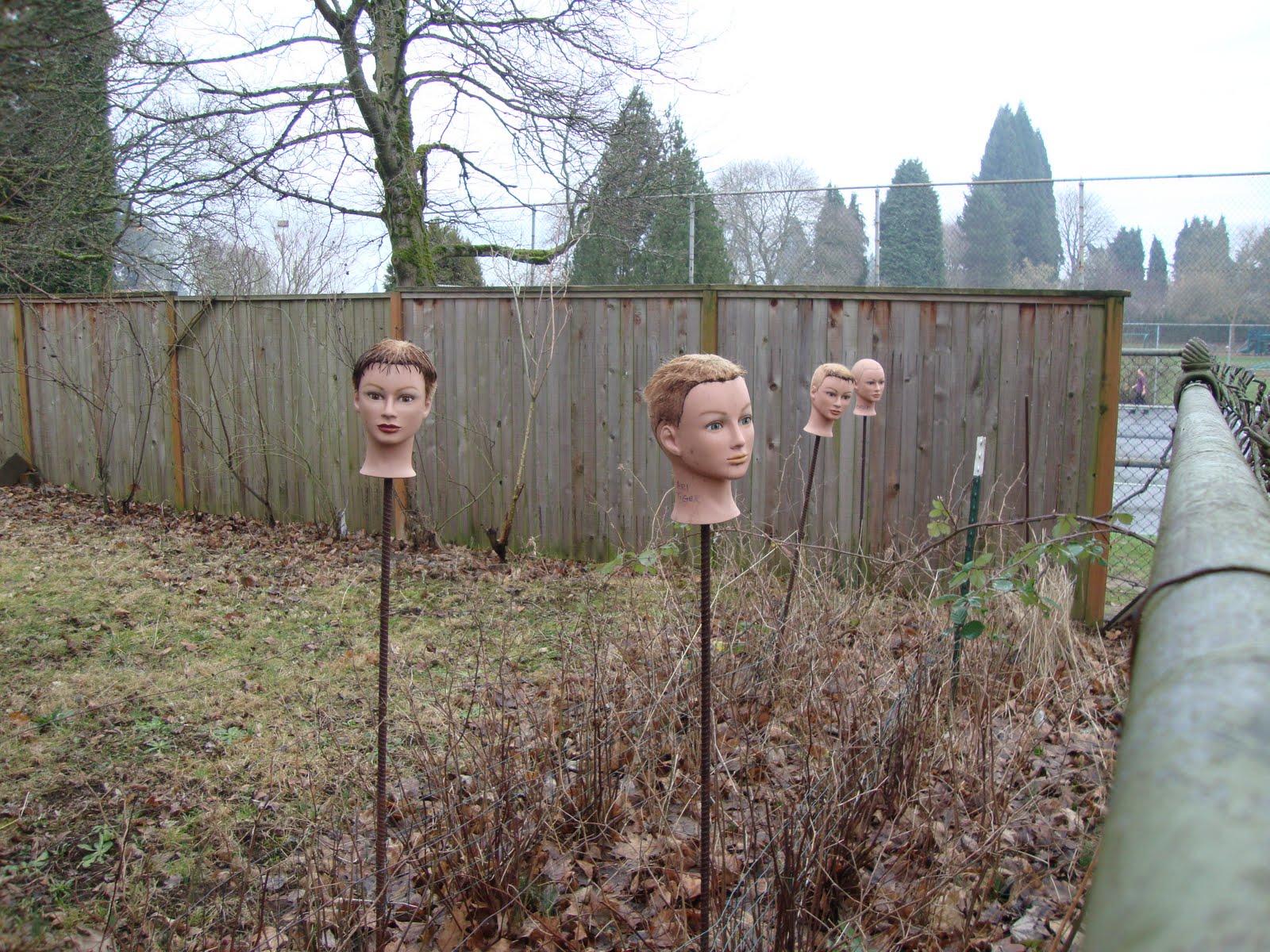 danger garden: Modern day scarecrows or garden art?