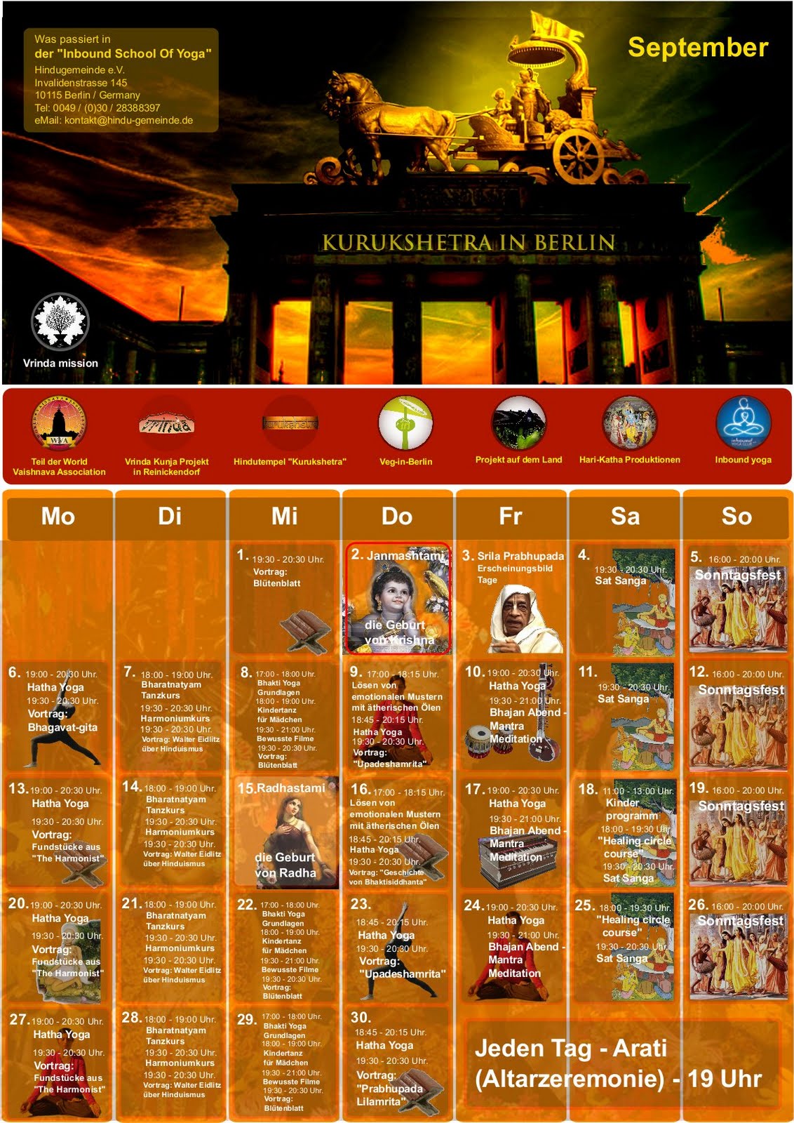 Radha-Govinda - Tempel: To remind you our september program...