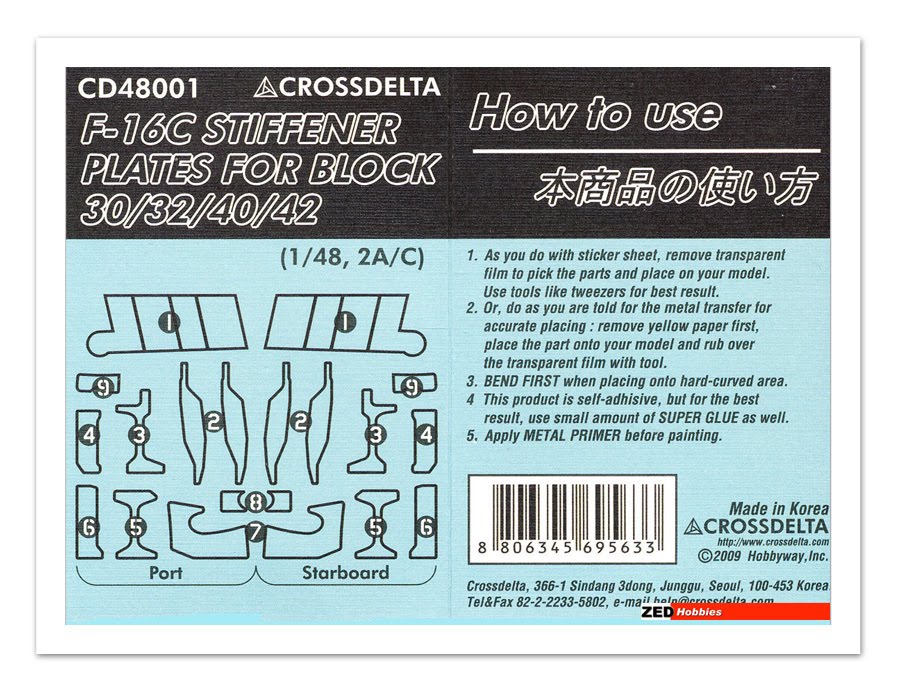 ZED Hobbies: Review: Crossdelta F-16C Stiffener Plates 1/48