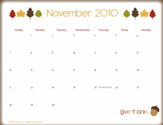 Simply Awesome Printables: November 2010 Calendar