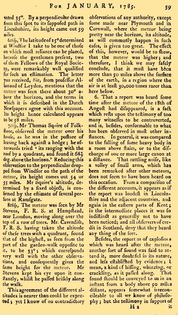 Rich's Sky Notes: October 21, 2010 #092 - The "Fiery" Meteor of 1783
