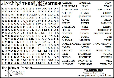 The Puzzle Hub: Wordfind; The GLEE Edition!