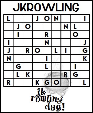 The Puzzle Hub: JK Rowling Day Wordoku; JK Rowling!