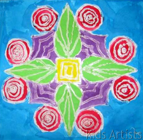 Kids Artists: Symmetrical flowers