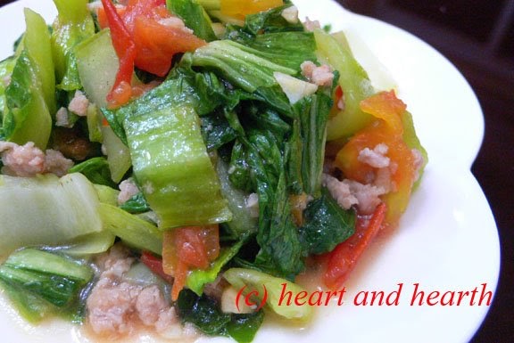 Heart and Hearth: Stir Fried Bok Choy (Pechay) with Pork and Tomatoes