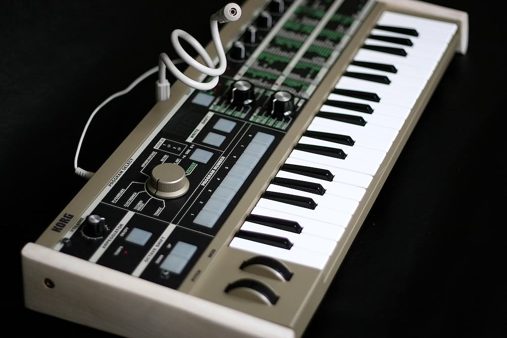 MATRIXSYNTH: Custom Korg Microkorg With Whitewash Wood Panels