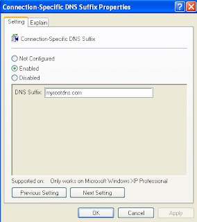 Domain Network Systems (DNS) Information: Connection Specifix DNS Suffix Group Policy