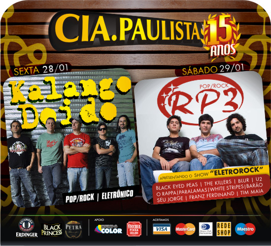 Cia Paulista Música e Bar: Kalango Doido e estreia da Banda RP3 no Cia