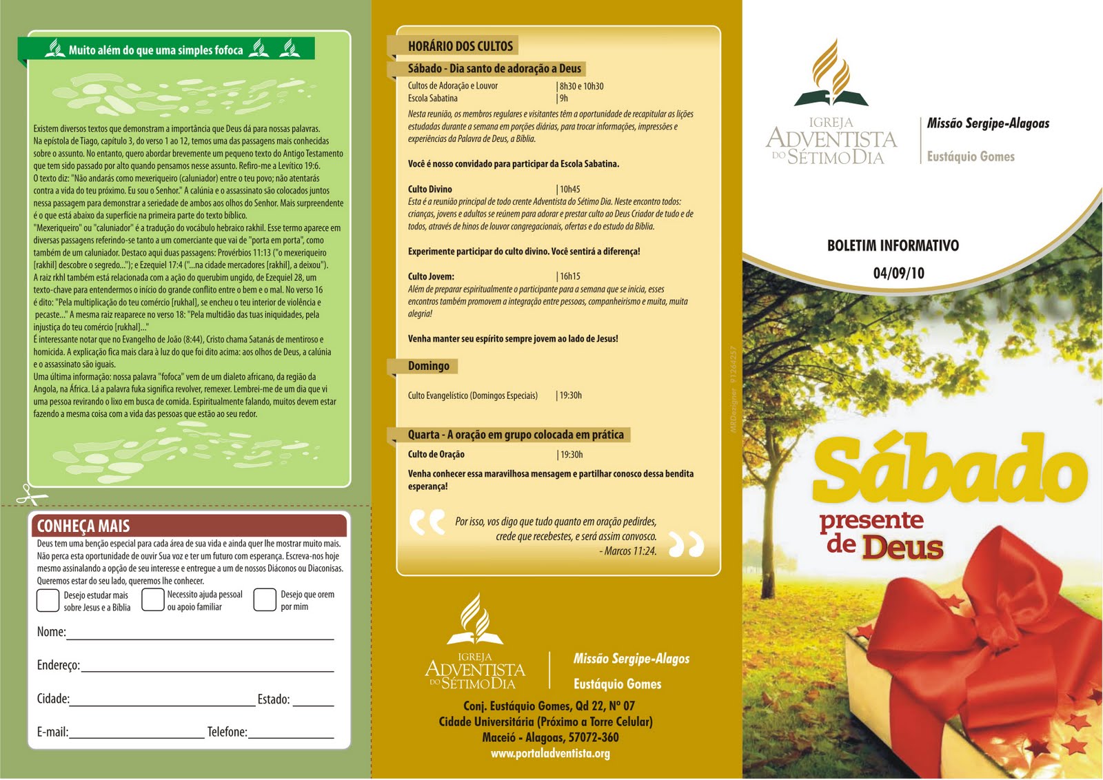 IASD - Eustáquio Gomes: Boletim Informativo Igreja Adventista do 7º Dia