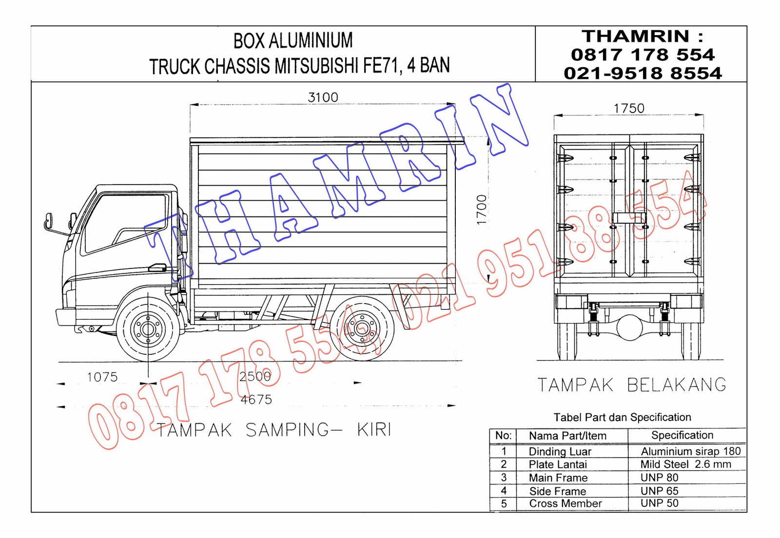 DEALER TRUCK MITSUBISHI: Spec.Karoseri Box Besi / Almunium