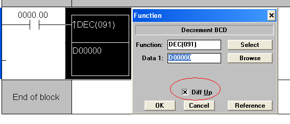 DEC instruction on Omron PLC