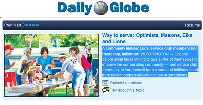 Experience Optimism: Service clubs provide friendships and fulfillment