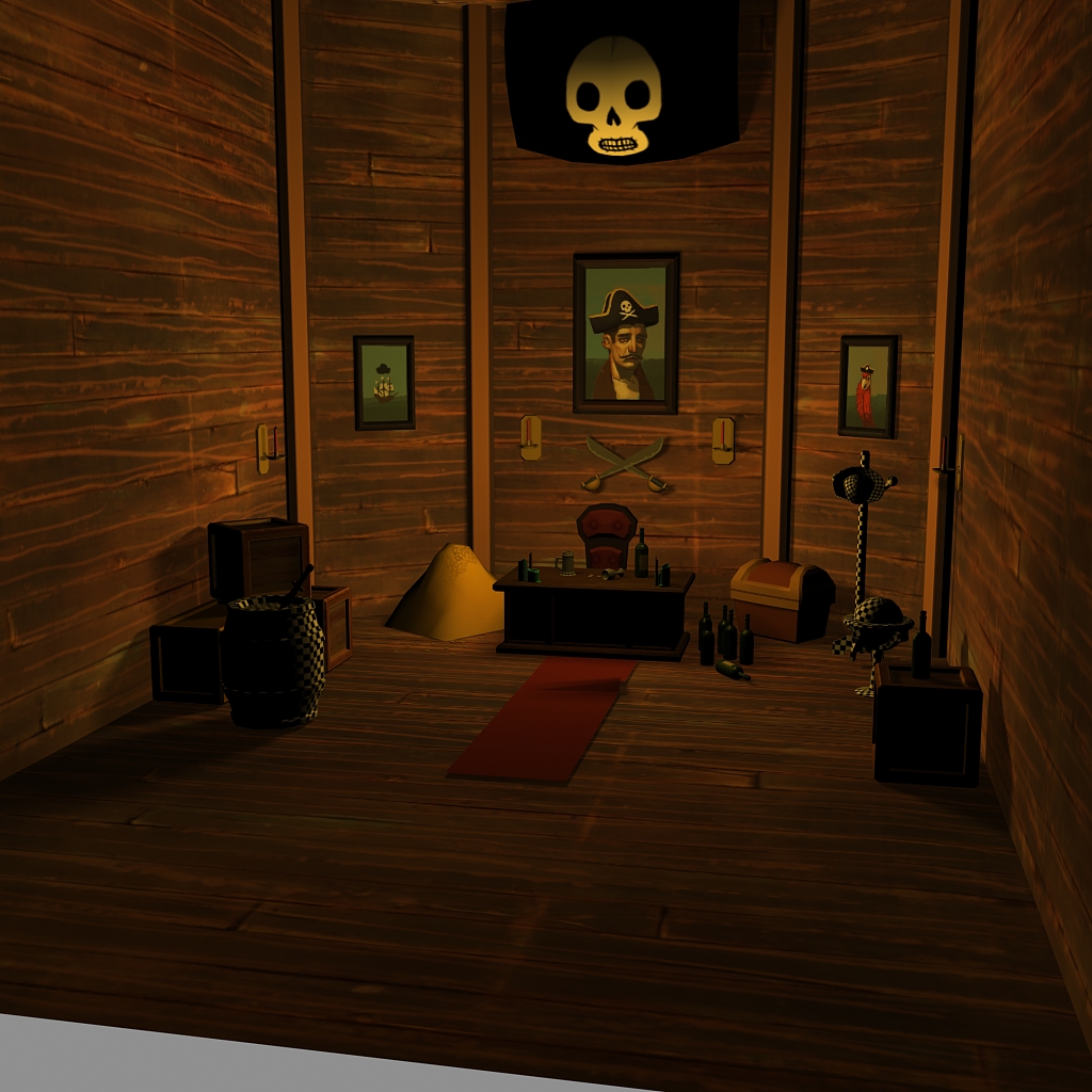 Texturing and Lighting: this room is pirate themed